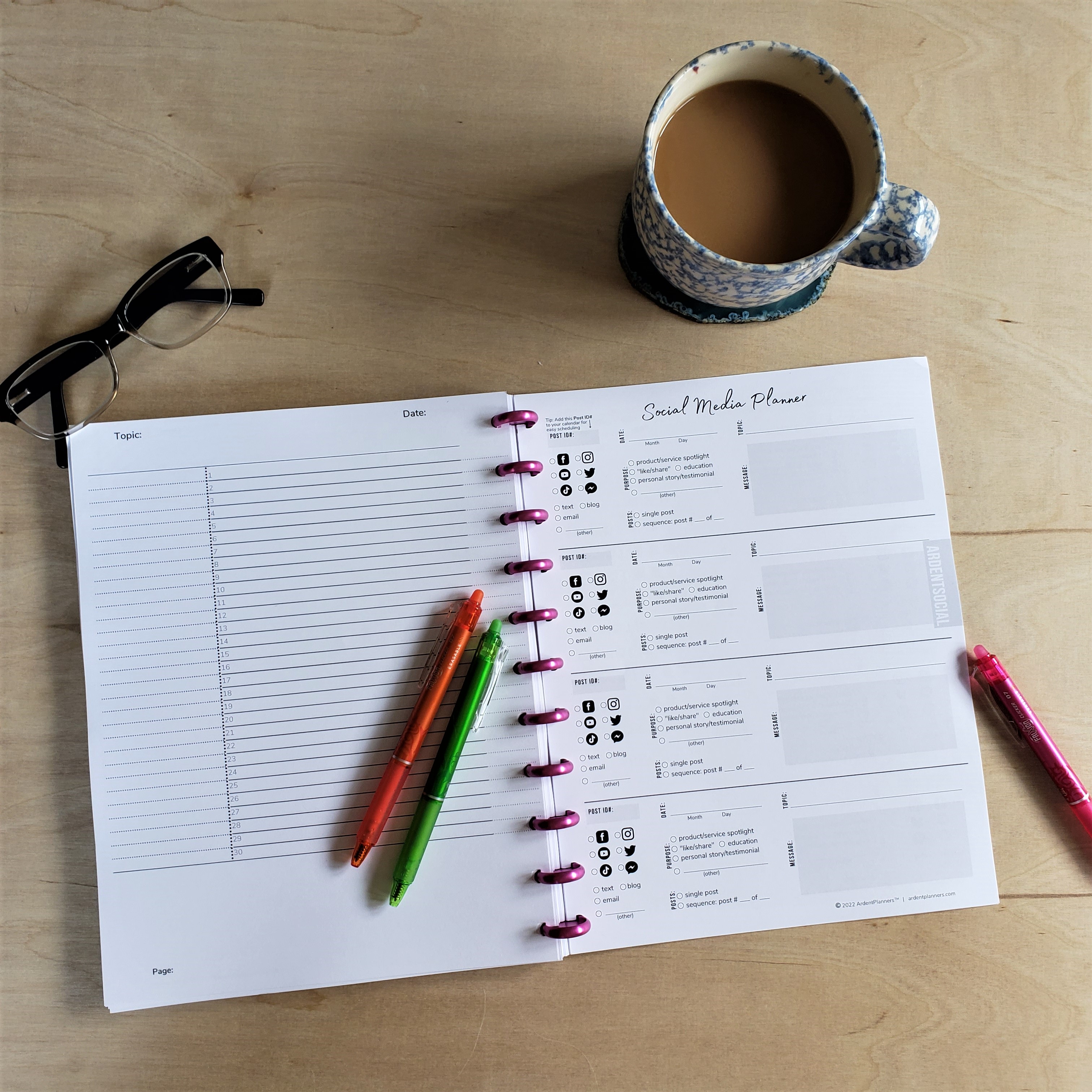 ArdentSocial | Disc Bound Insert | ArdentPlanners