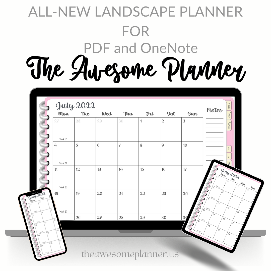 2022 - 2023 PDF Landscape Planner - Pink