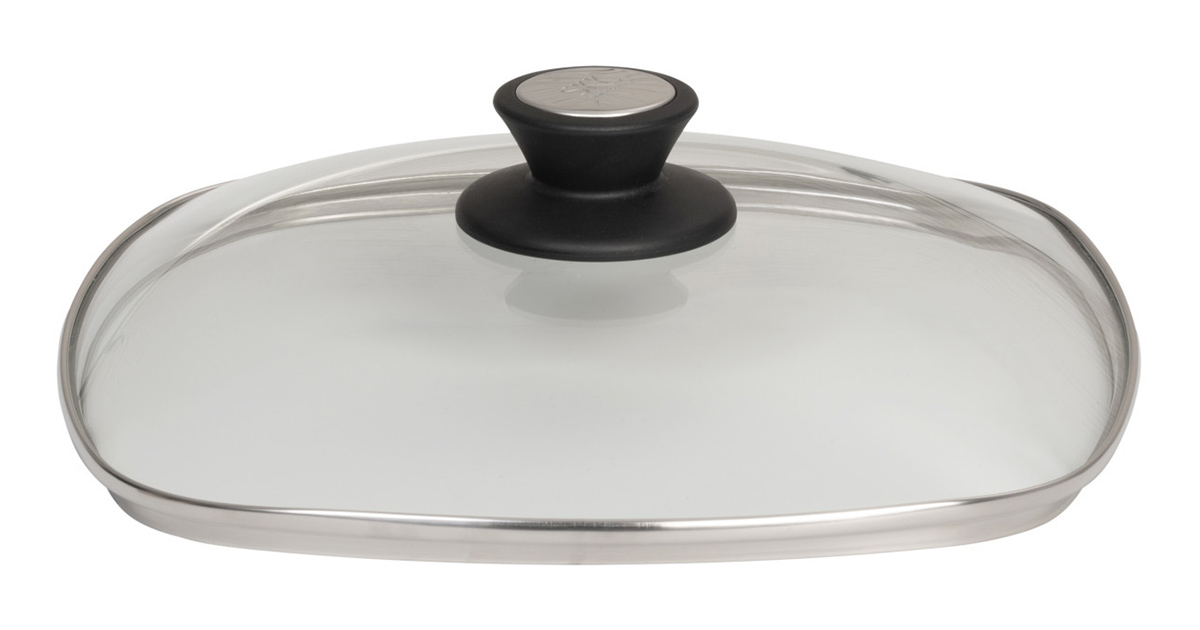 SKK Safety Glass Lid with Stainless Steel Rim, SQUARE (4 sizes)